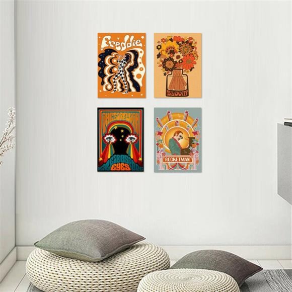 Art | Bohemian Retro Psychedelic 6s 70s Posters Wall Art Decor Set Of 4 ...